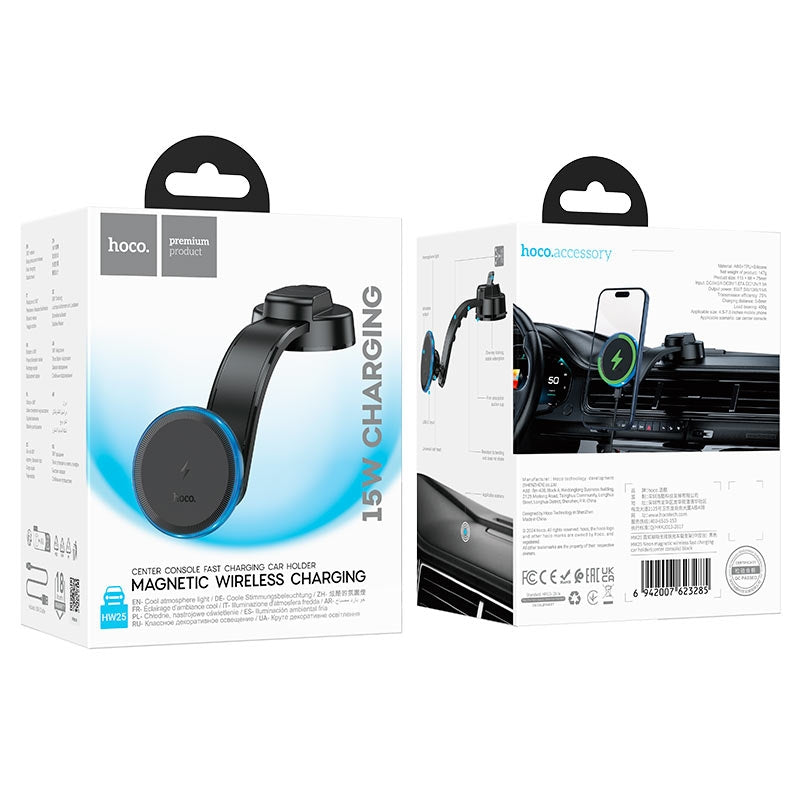 Hoco HW25 Neon Magnetic Magsafe Wireless Fast Charging Dash Car Holder